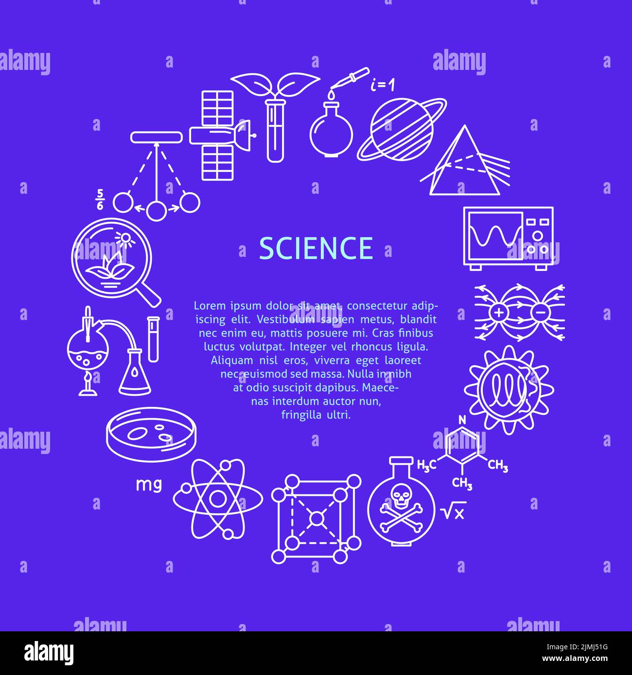 Science round banner with place for text. Poster with scientific ...
