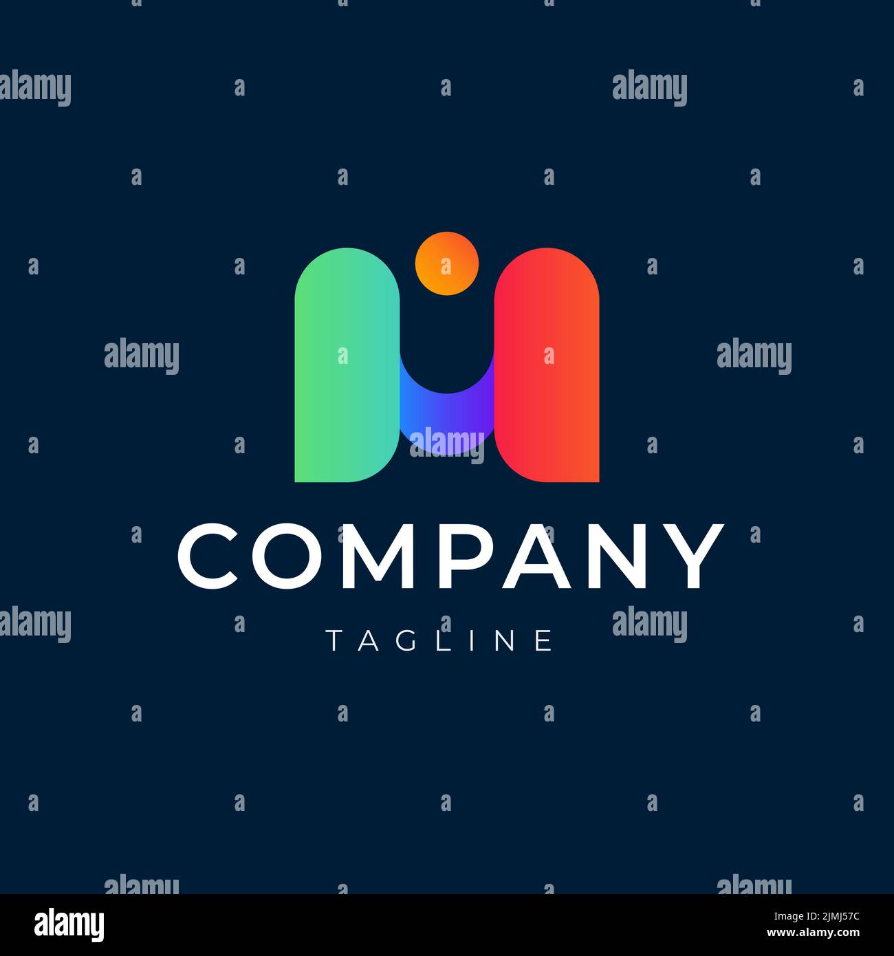 A modern logo with a Company word in the middle with a "tagline" world ...