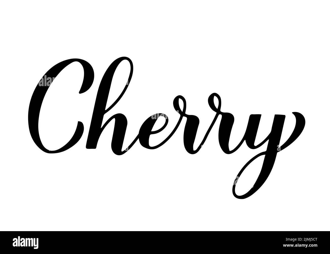 Cherry calligraphy hand lettering isolated on white. Fresh summer berry ...