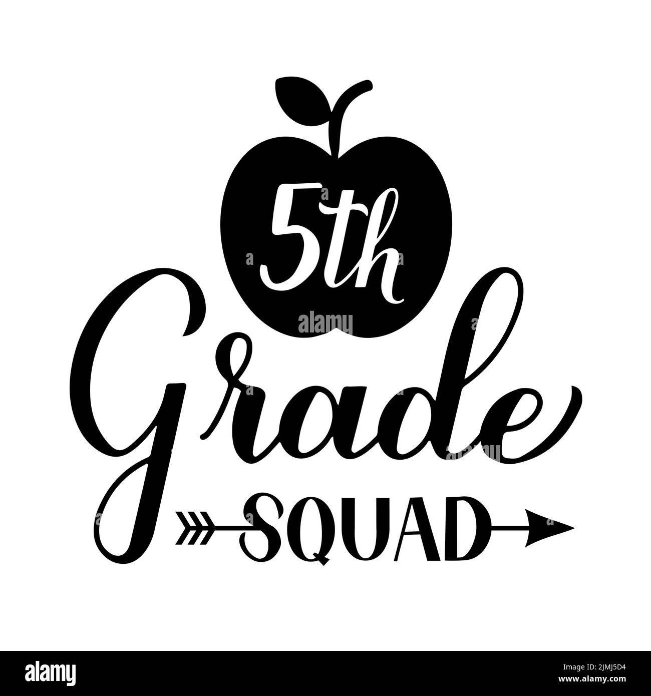 Hello 5th Grade calligraphy hand lettering isolated on white. First day ...