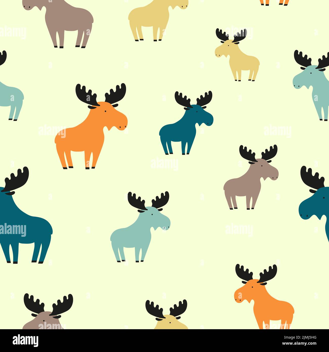 Seamless cute elk pattern. Colorful print for kids Stock Vector Image ...