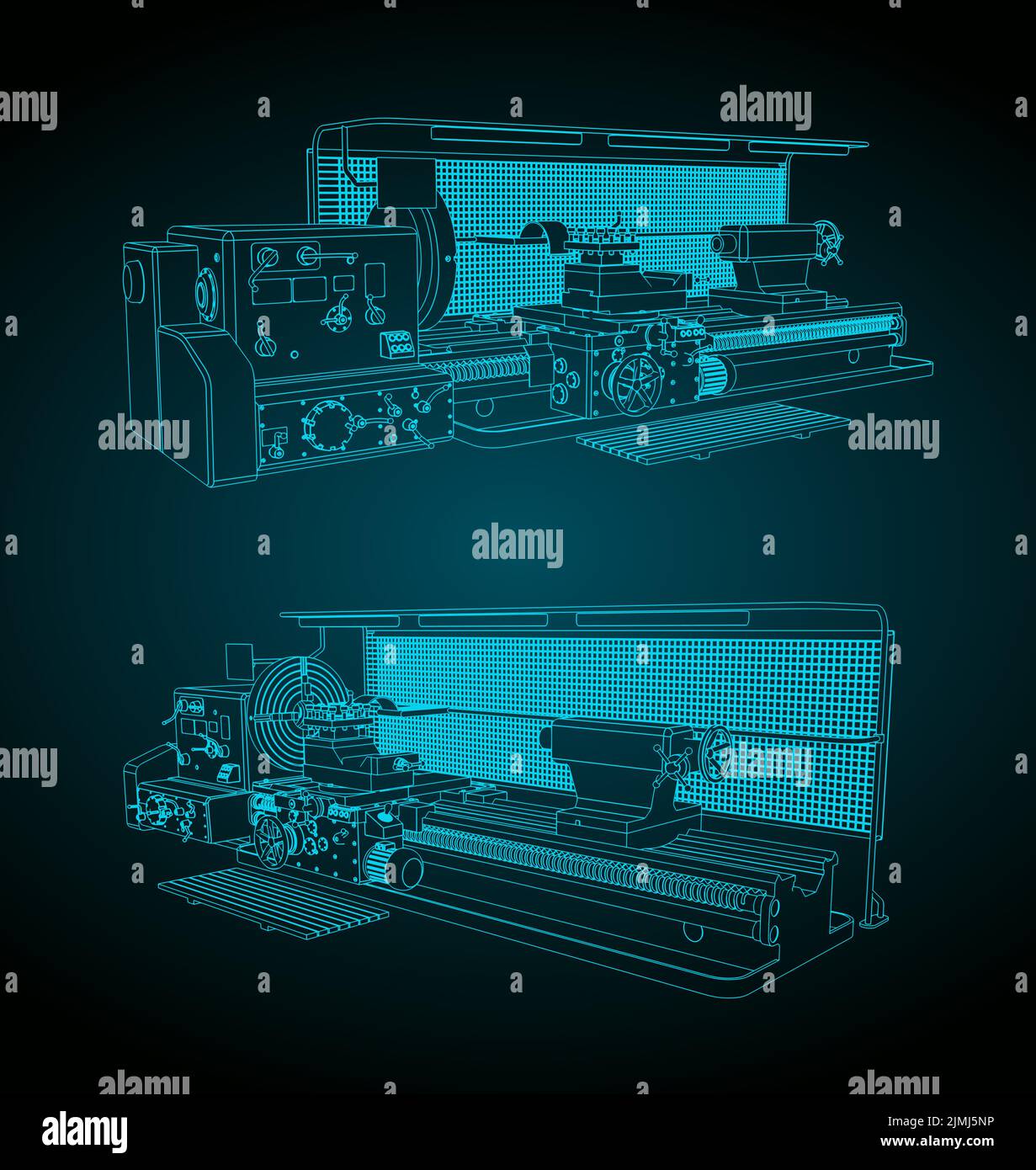 Stylized vector illustration of drawings of milling machine Stock ...