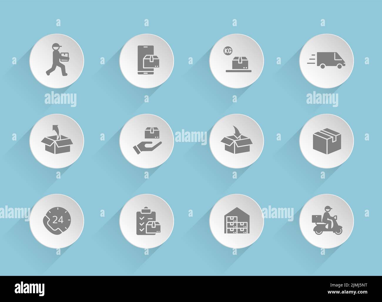 delivery vector icons on round puffy paper circles Stock Vector Image ...