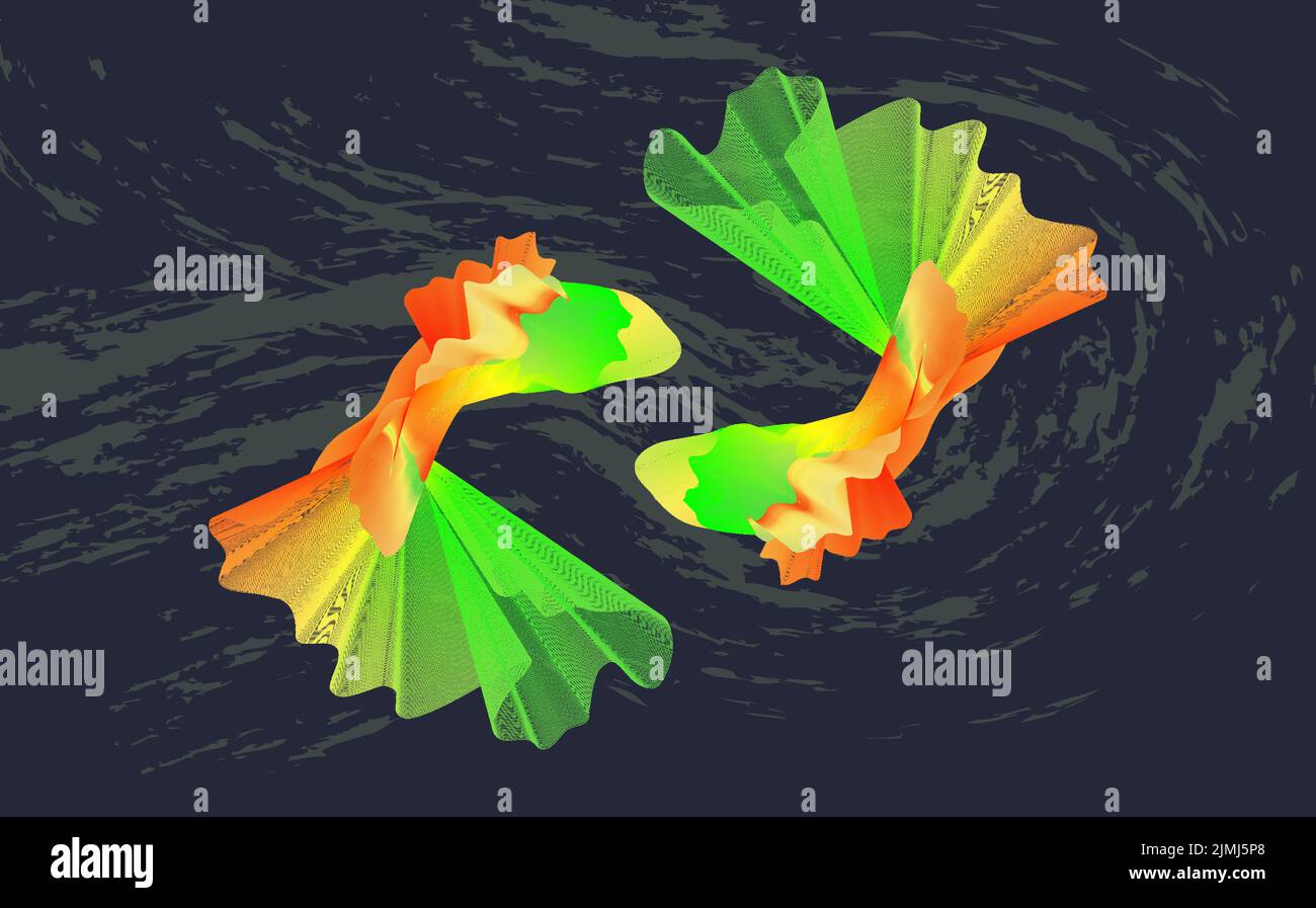 beta ornamental fish illustration, composed of colorful smooth lines ...