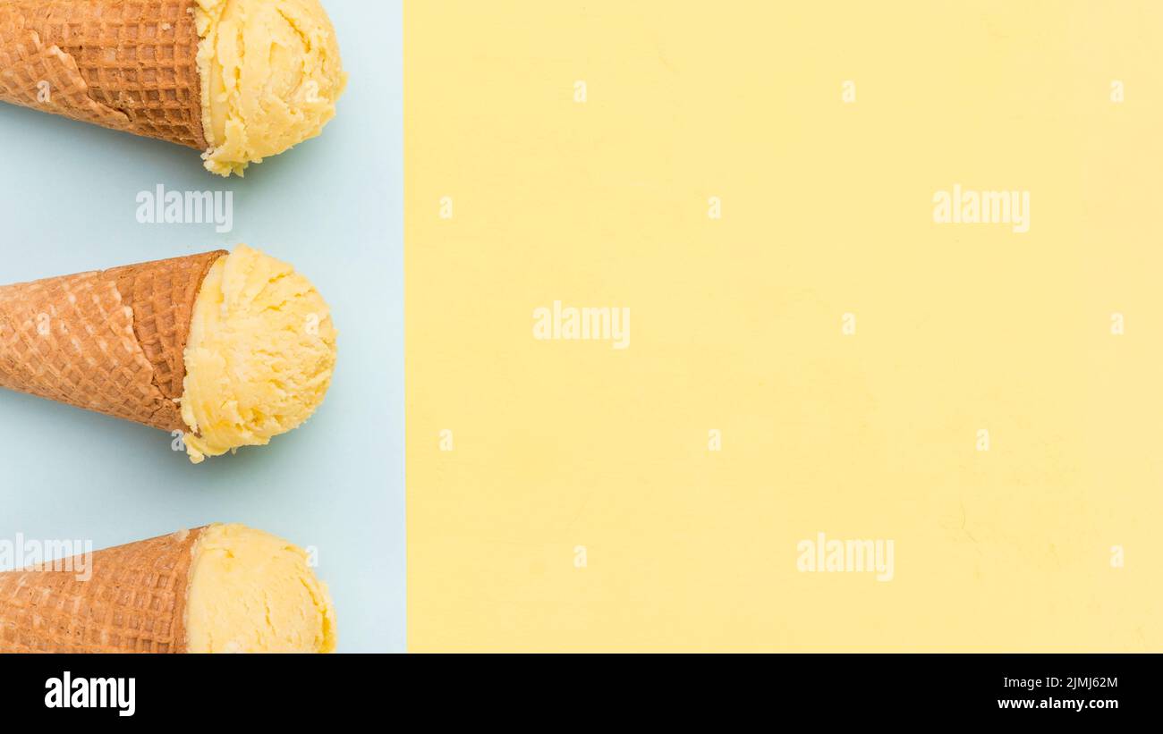 Ice cream cones different color background Stock Photo - Alamy