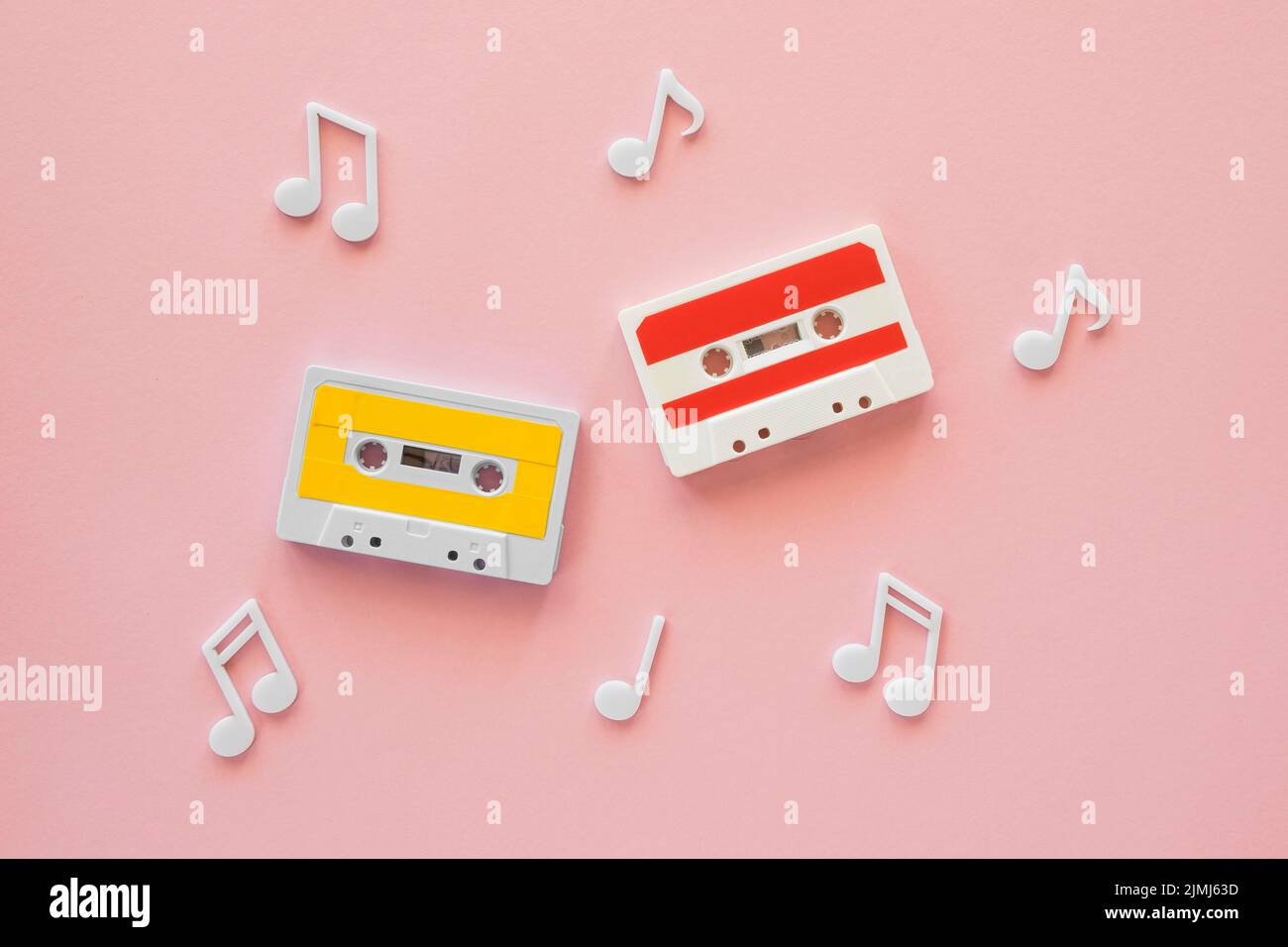 Top view music concept with casette Stock Photo - Alamy