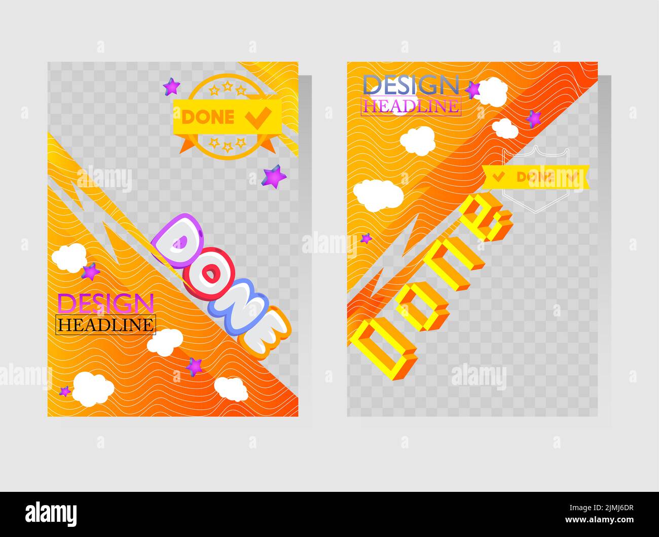 Colorful Done banner template design. Special task completed banner ...