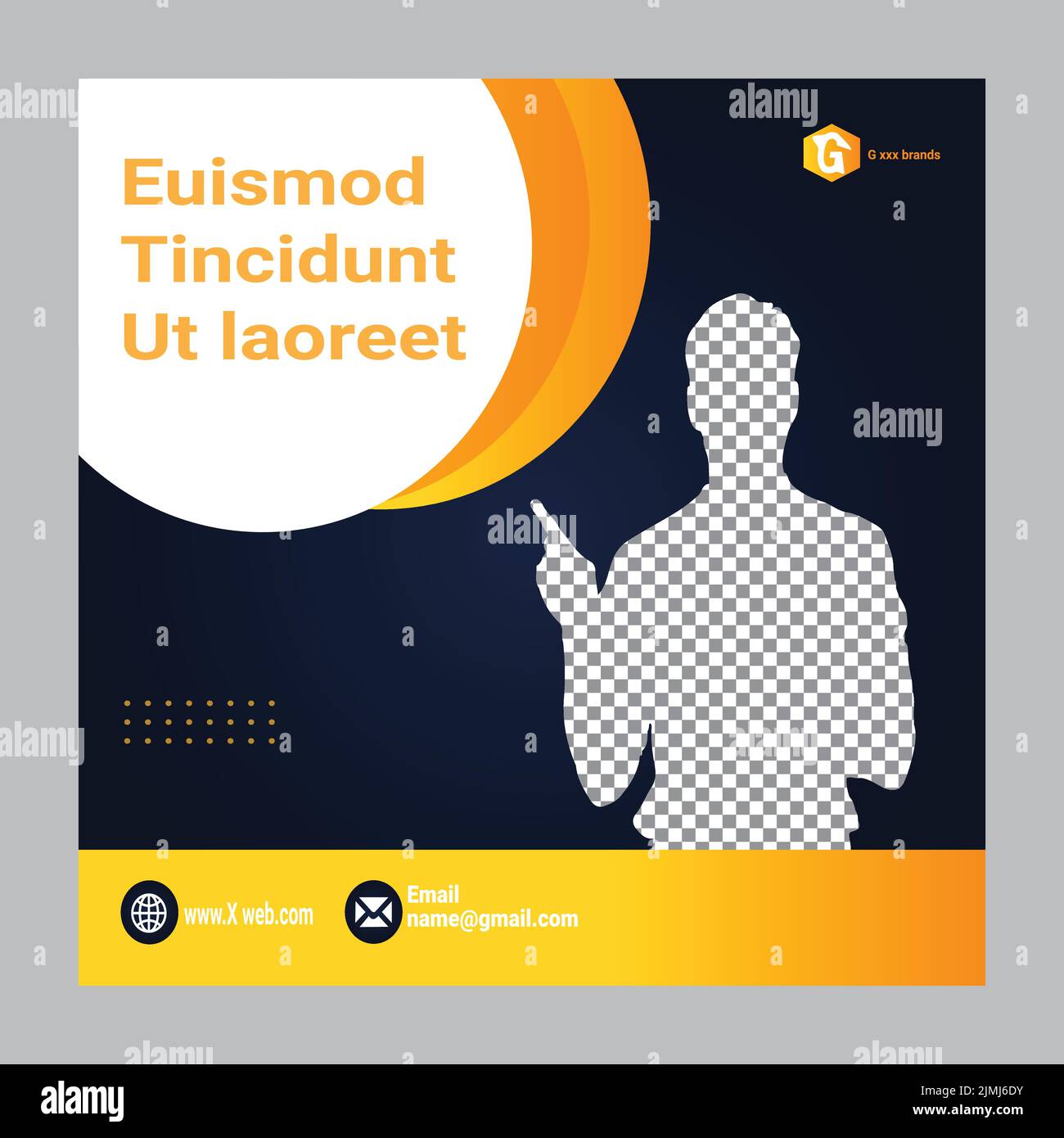 Design white square web banners for social media with diagonal ...