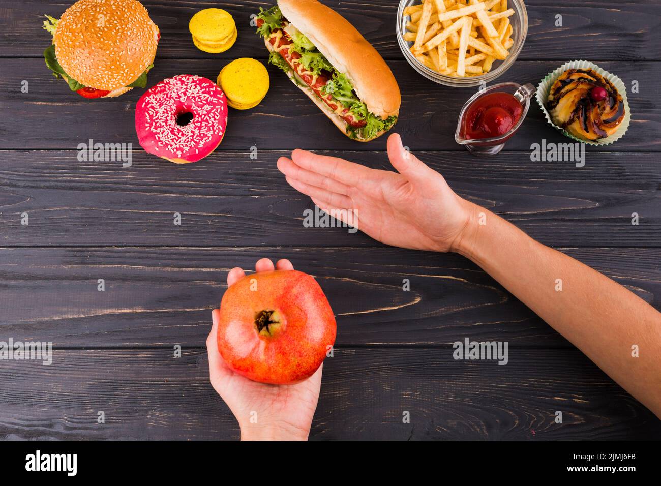 Healthy unhealthy food Stock Photo - Alamy