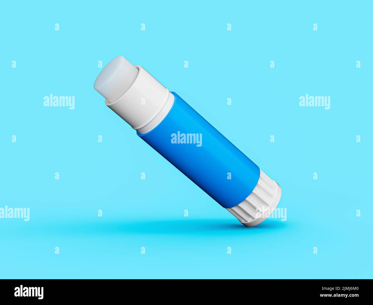 A 3d illustration of an open paper glue stick on the blue background ...