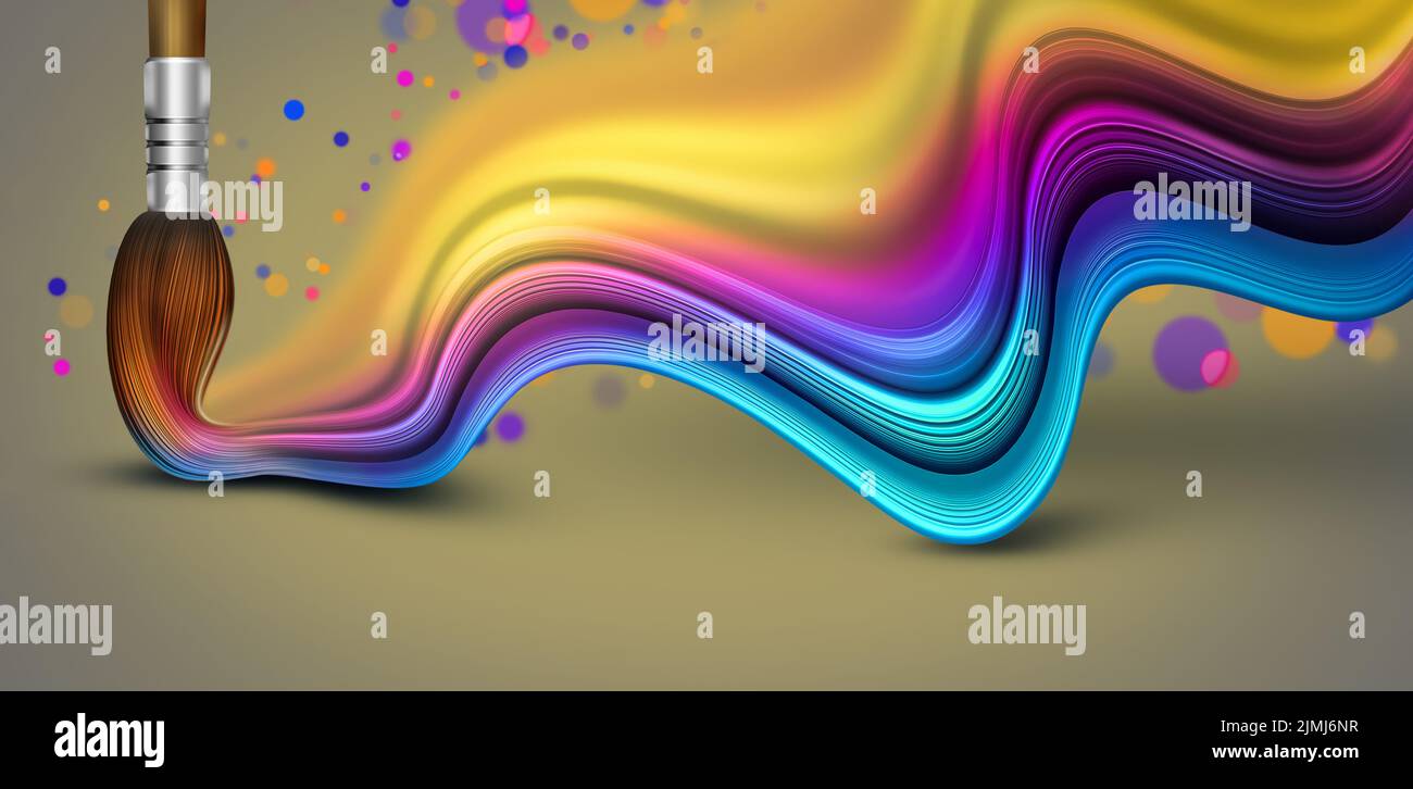 Paintbrush Drawing A Bright Multicolored Stock Photo - Alamy