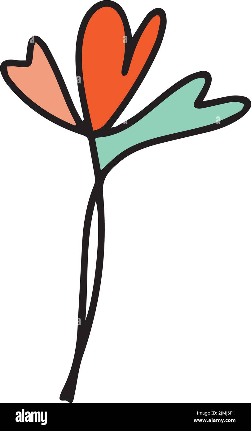 Heart plant icon abstract hand drawn flower line art symbol for nature ...