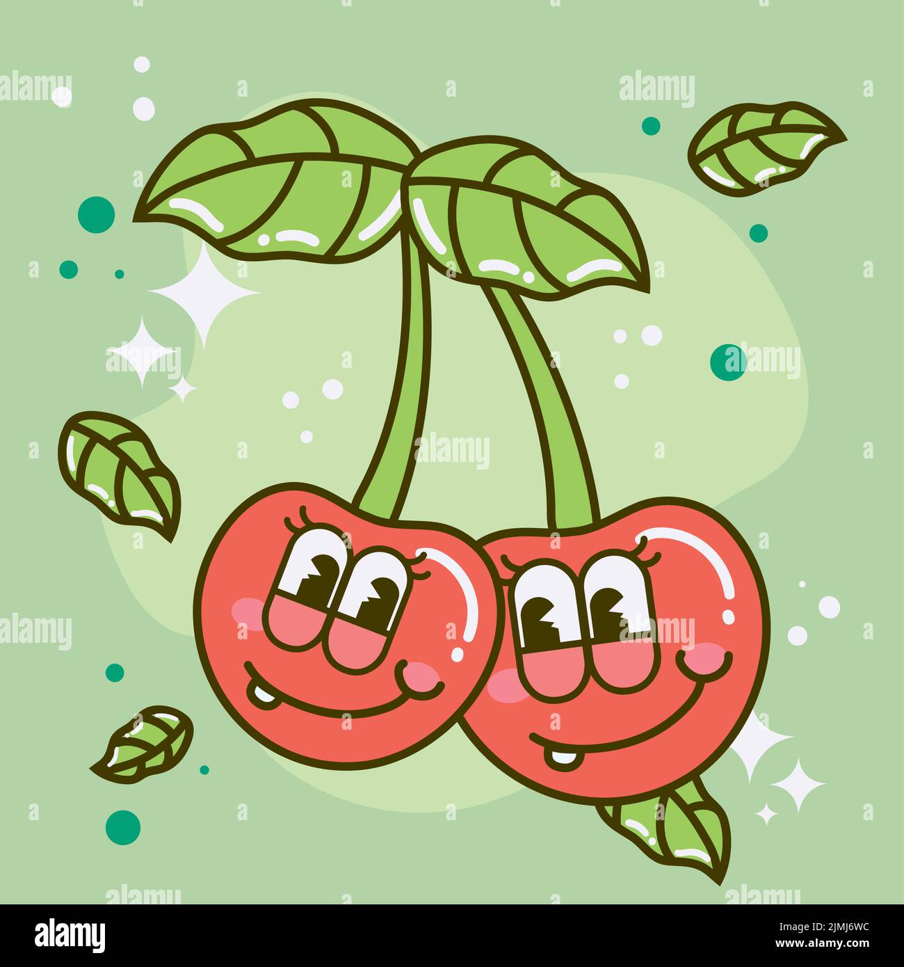 Two happy cartoon cherries hi-res stock photography and images - Alamy