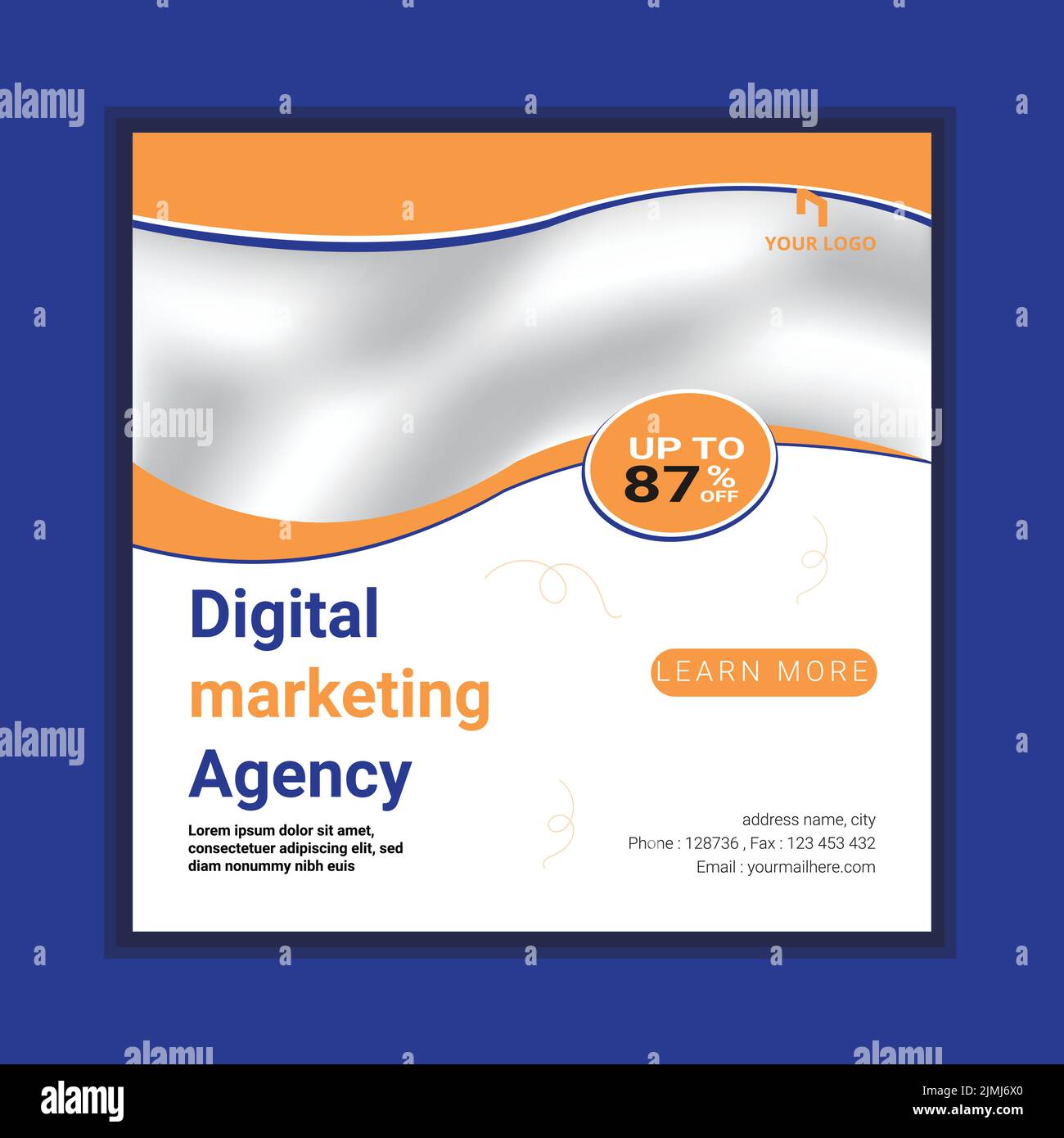 Design white square web banners for social media with diagonal ...