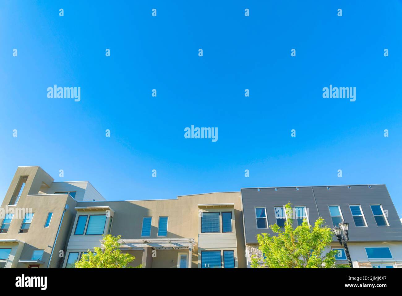 Exterior of a complex building in a low angle view at Daybreak in South ...