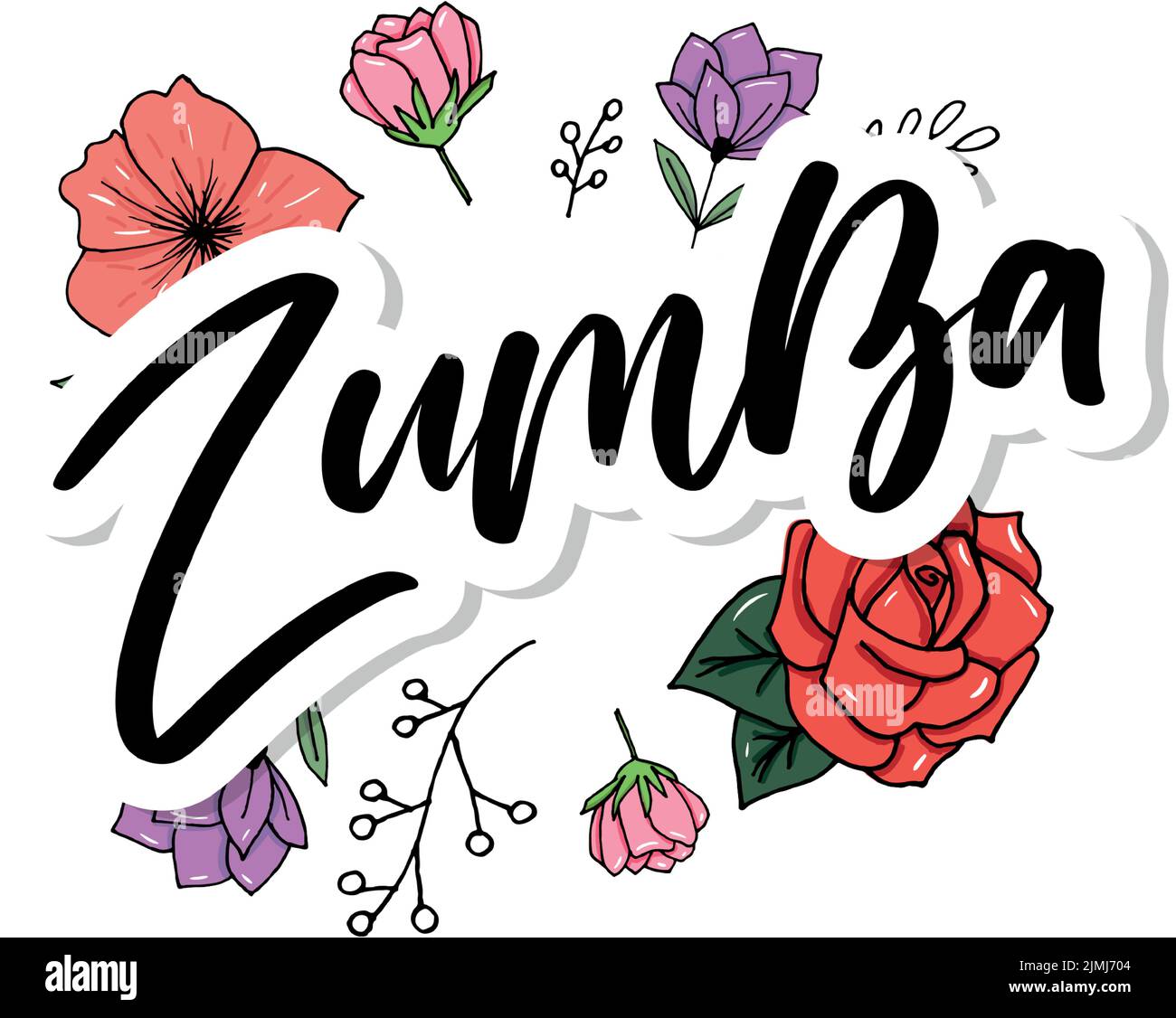 Zumba dance studio text. Calligraphy word banner design. Aerobic ...