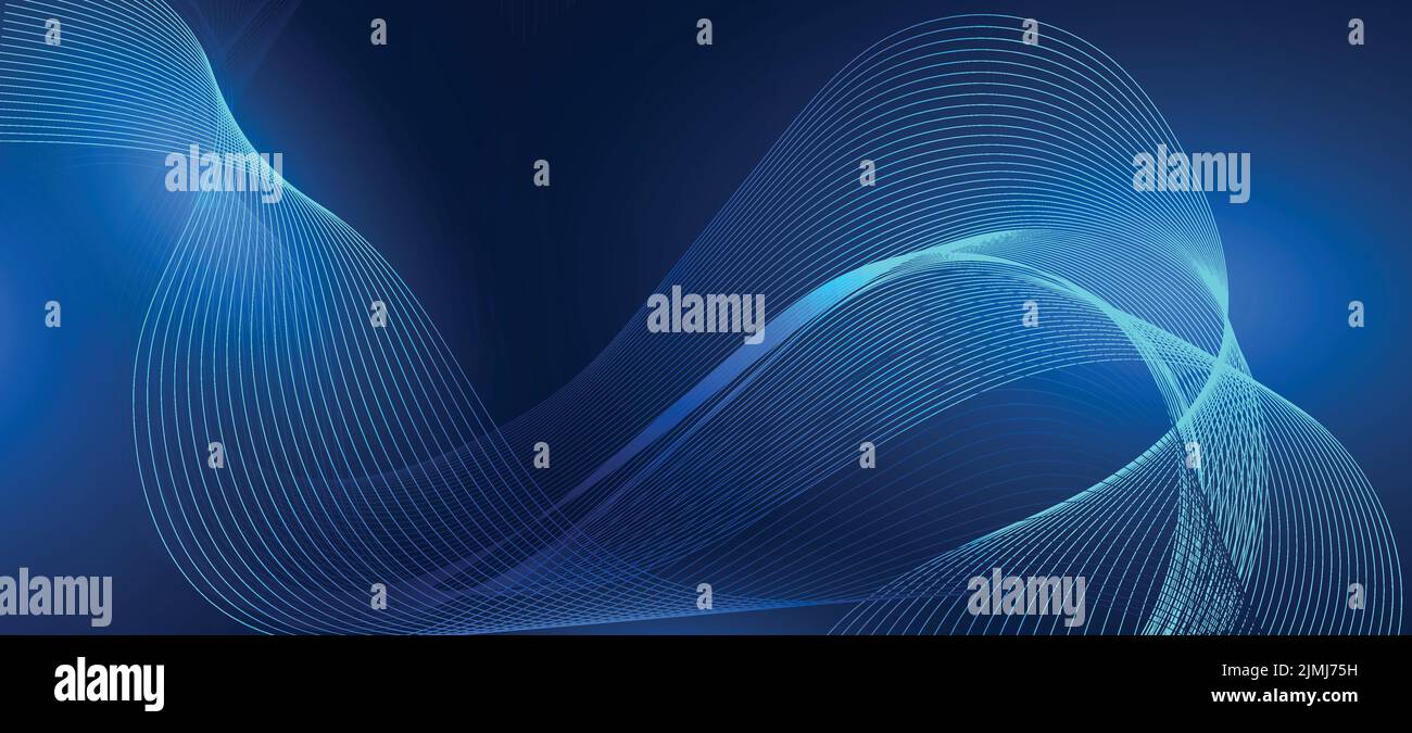 futuristic wave line particle backgrond with neon blue color gradient ...