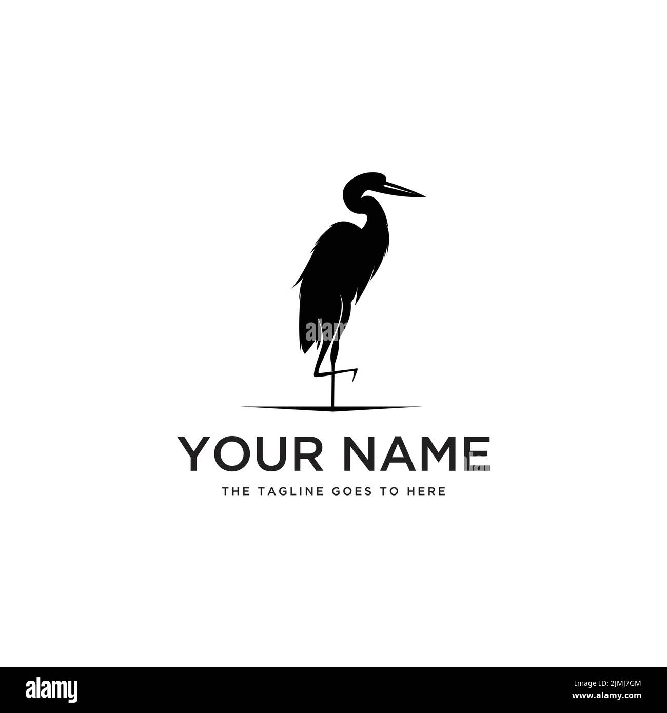 A heron logo template isolated on a vertical white background Stock ...