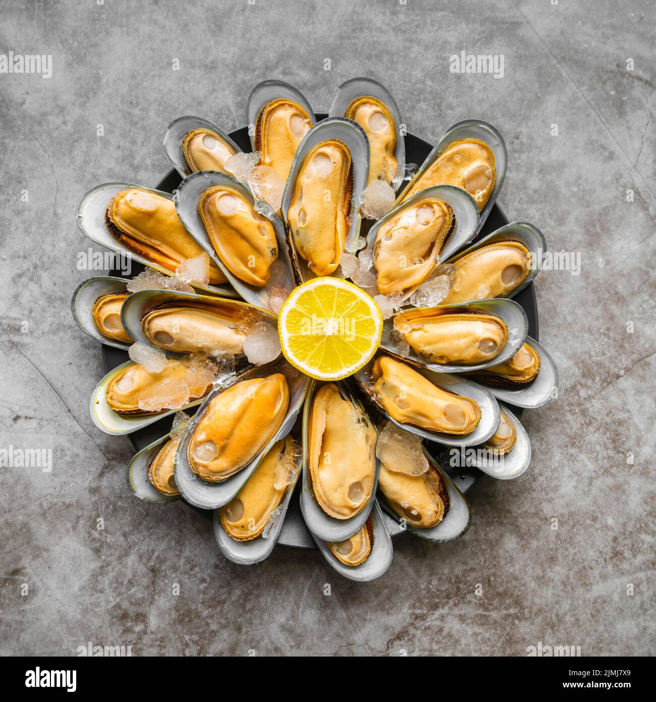 Top view delicious seafood assortment 3 Stock Photo - Alamy