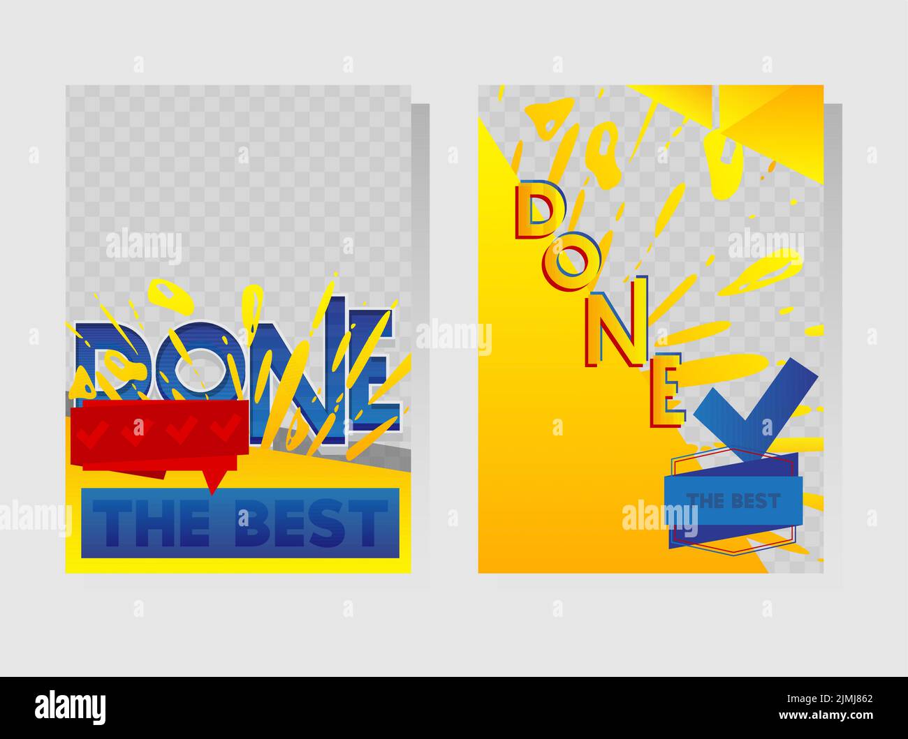 Colorful Done banner template design. Special task completed banner ...