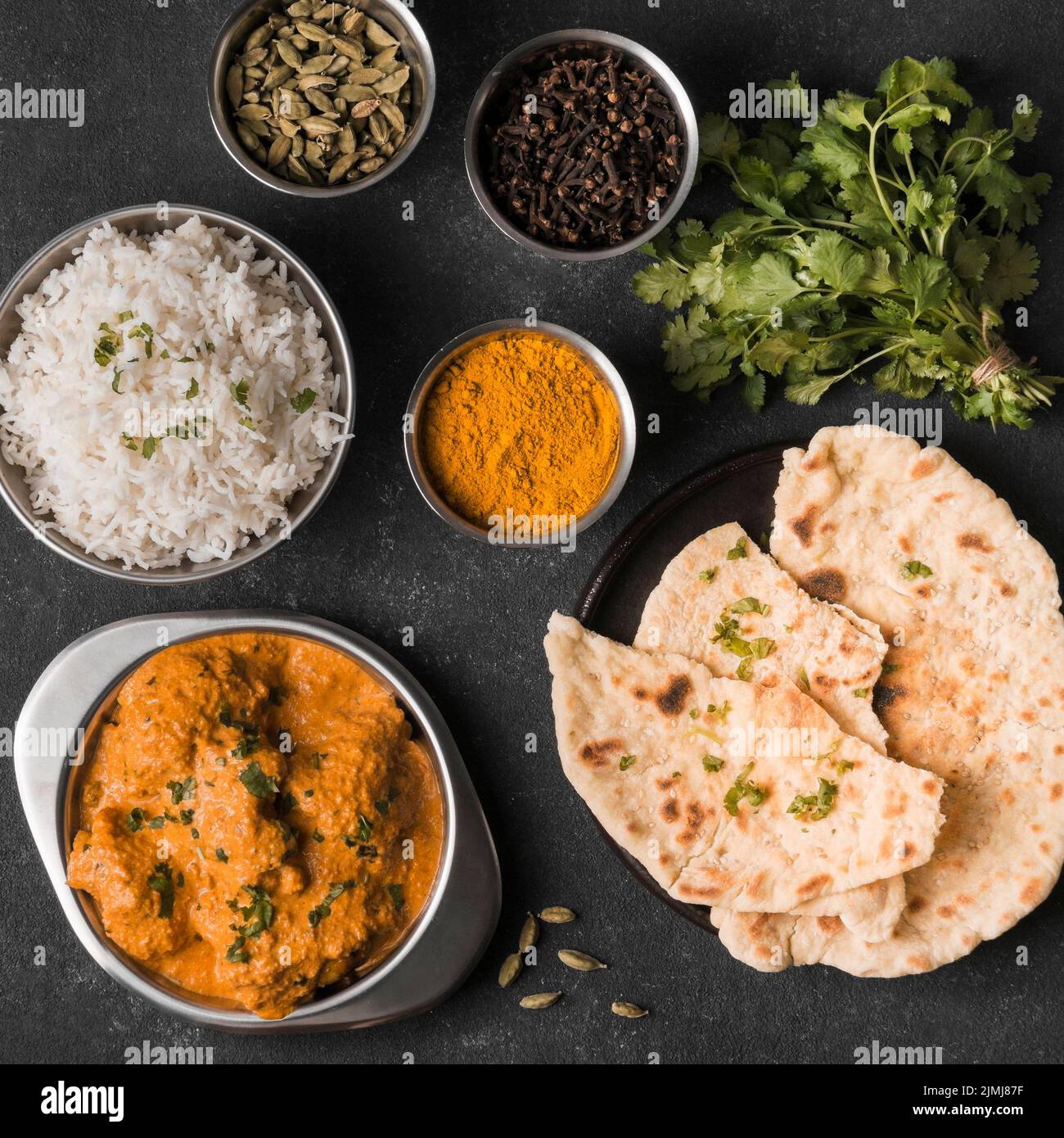 Flat lay indian food arrangement Stock Photo - Alamy