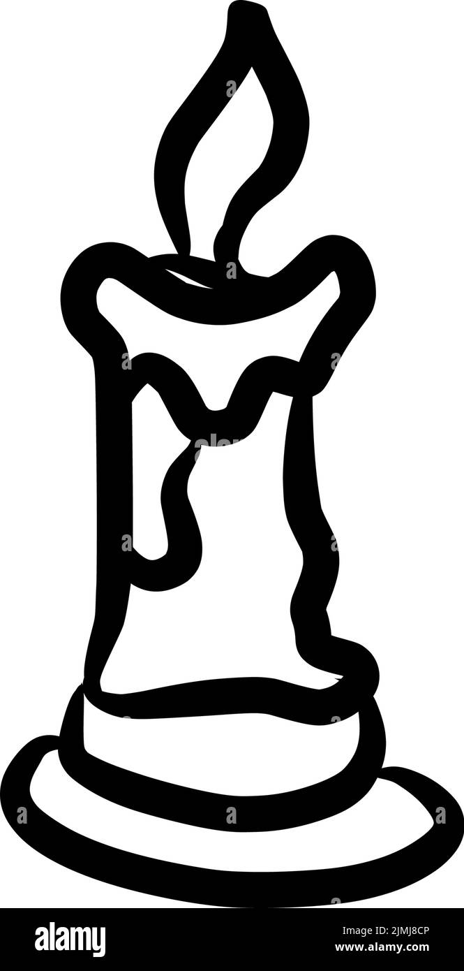 A simple illustration of a burning candle on a white background Stock ...