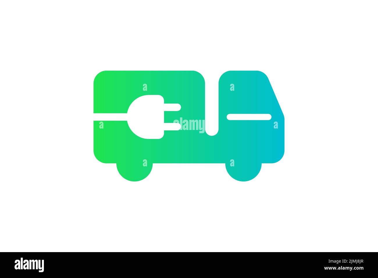 Electric delivery truck icon. Green gradient cable electrical lorry ...