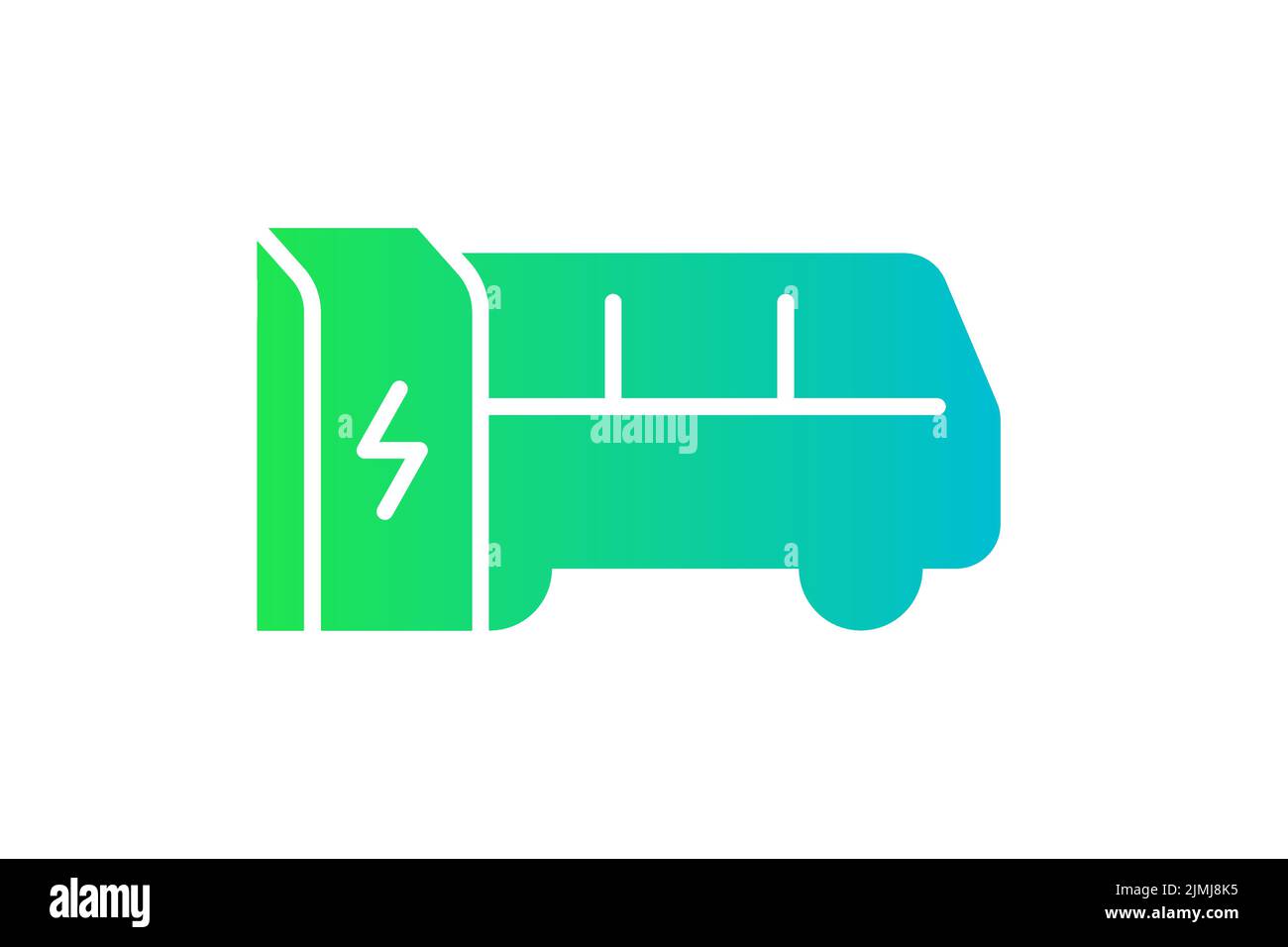 Electric bus charging in charger station icon. Electrical e-bus energy ...