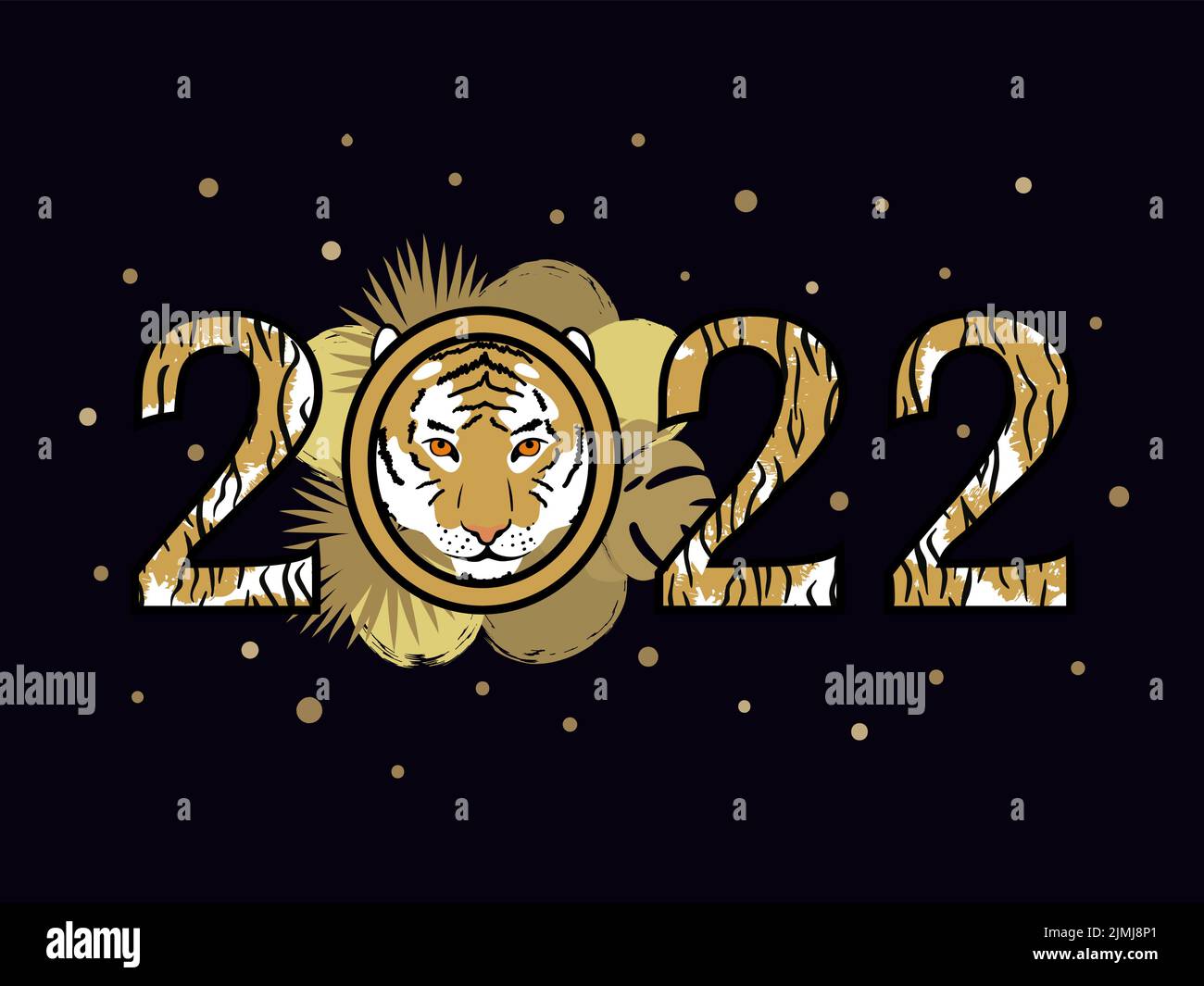 New Year card design in black and golden colors. Year of the Tiger - 2022 Stock Vector Image ...
