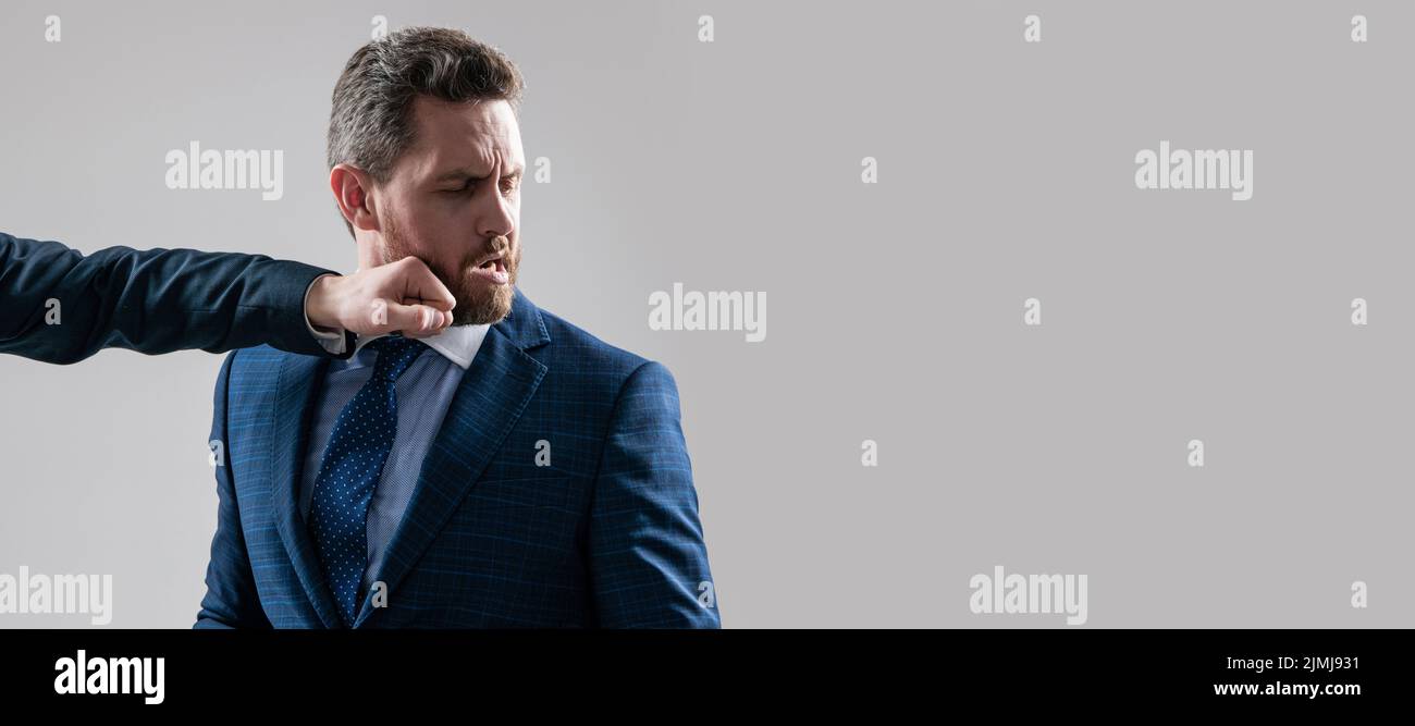 Man face portrait, banner with copy space. knockout. struggle for ...