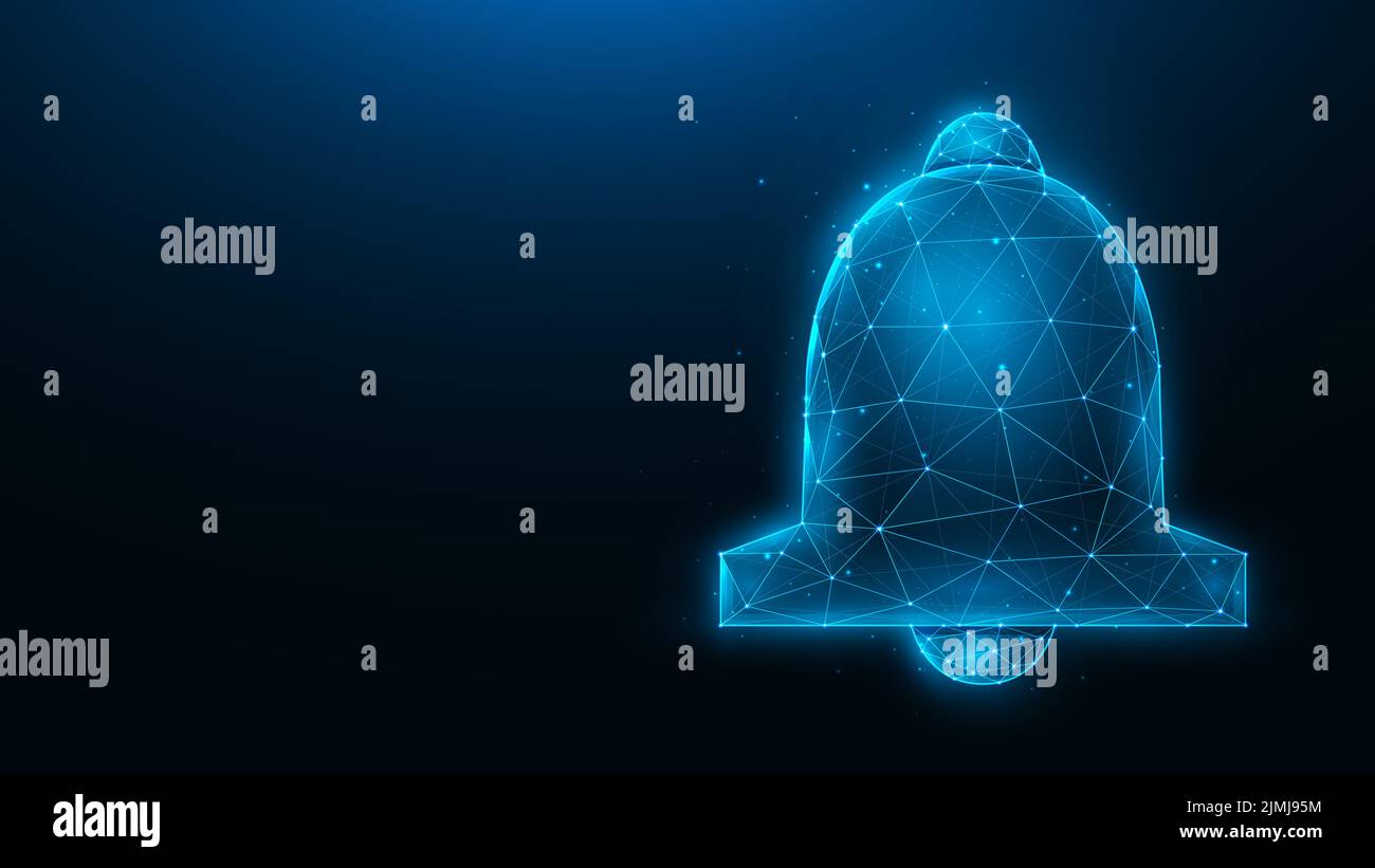 Vector polygonal illustration of a bell. Alert symbol in polygonal ...