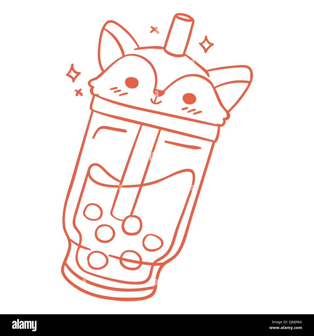 A fox boba tea on a white background Stock Vector Image & Art - Alamy