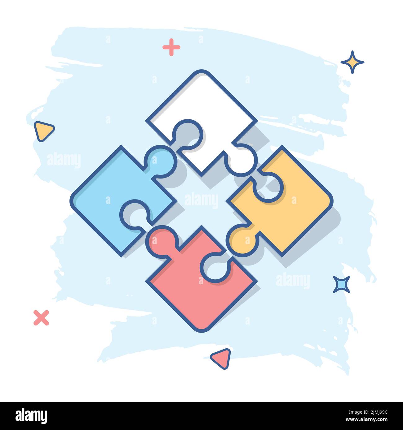 Cartoon puzzle icon in comic style. Jigsaw sign illustration pictogram ...