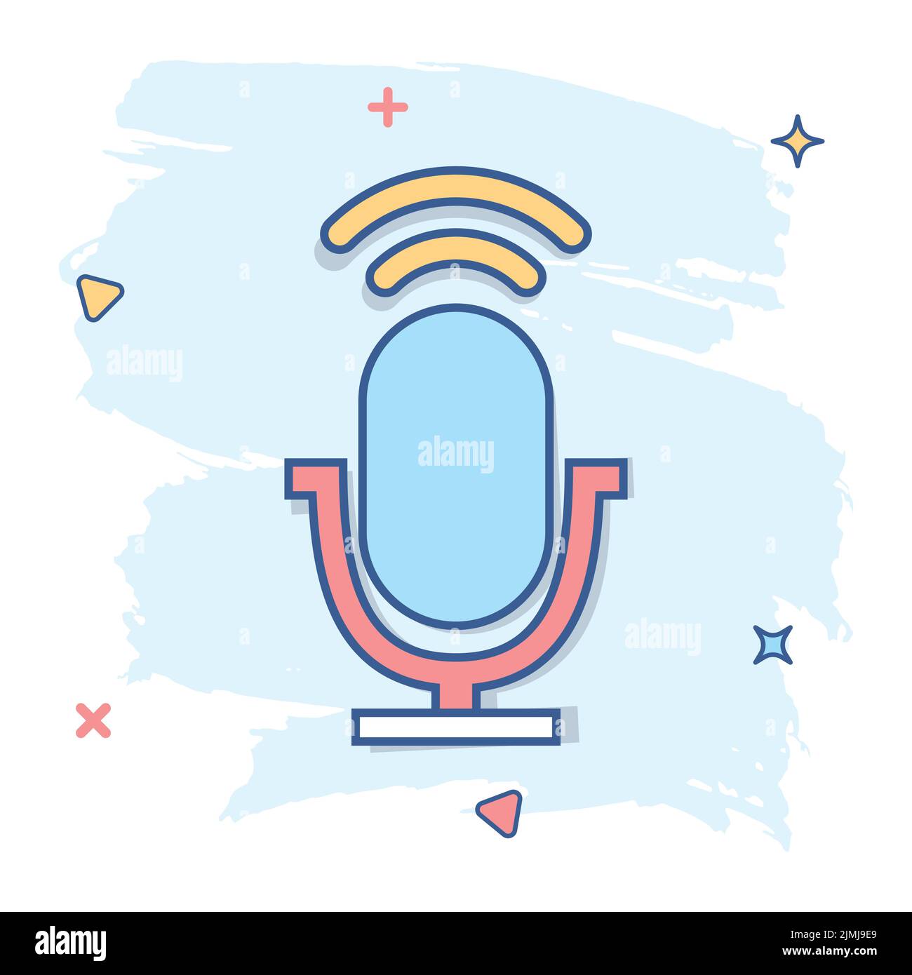 Cartoon microphone icon in comic style. Mic illustration pictogram ...
