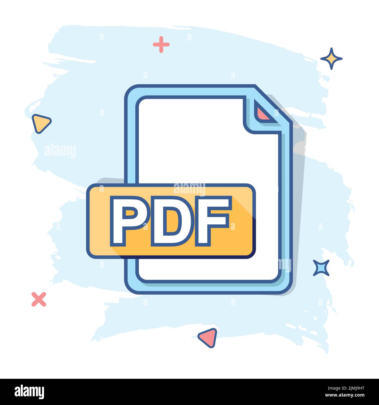 Cartoon PDF icon in comic style. Document illustration pictogram. File ...
