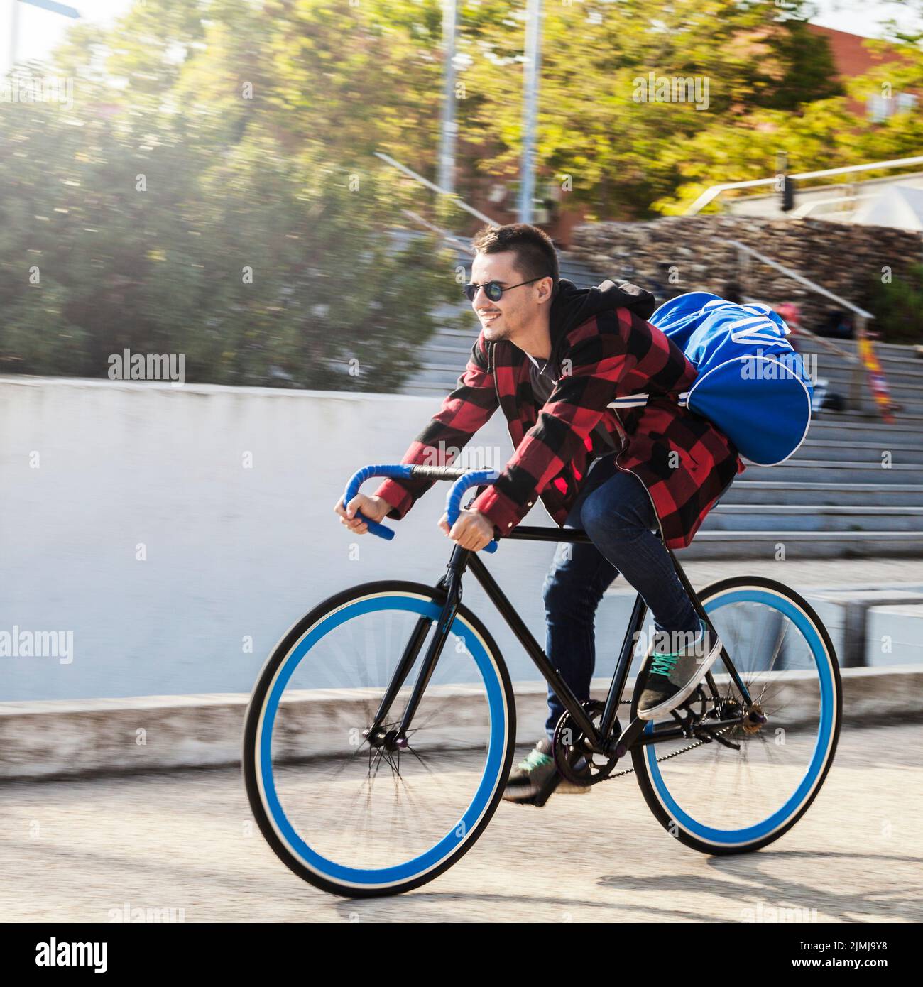 Young man modern bicycle hi-res stock photography and images - Alamy
