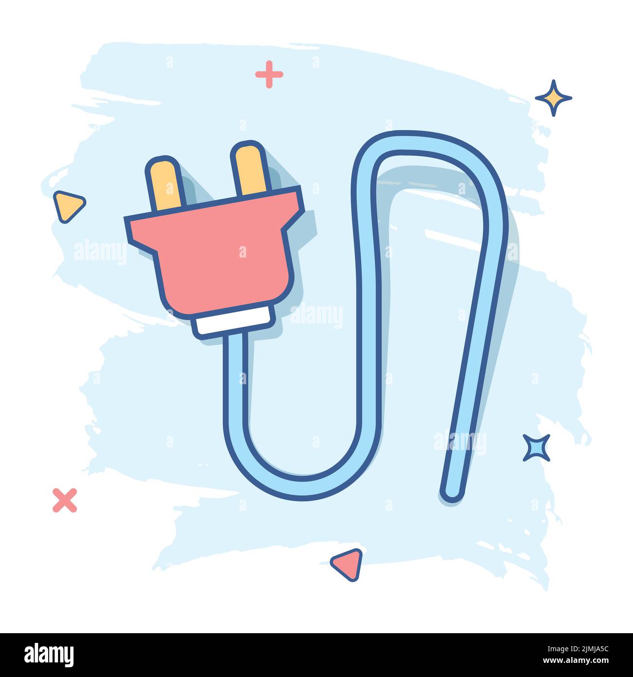 Vector cartoon electric plug sign icon in comic style. Power plug sign ...