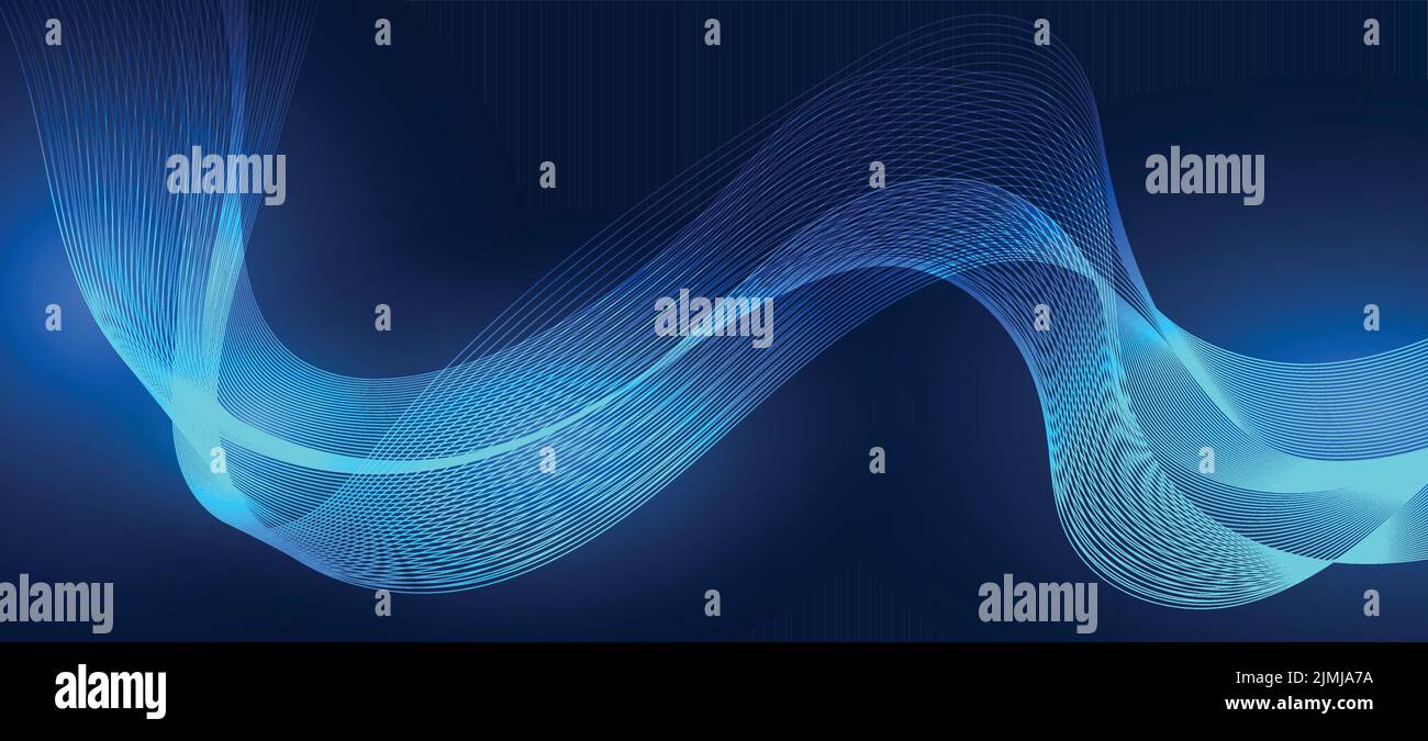 futuristic wave line particle backgrond with neon blue color gradient ...