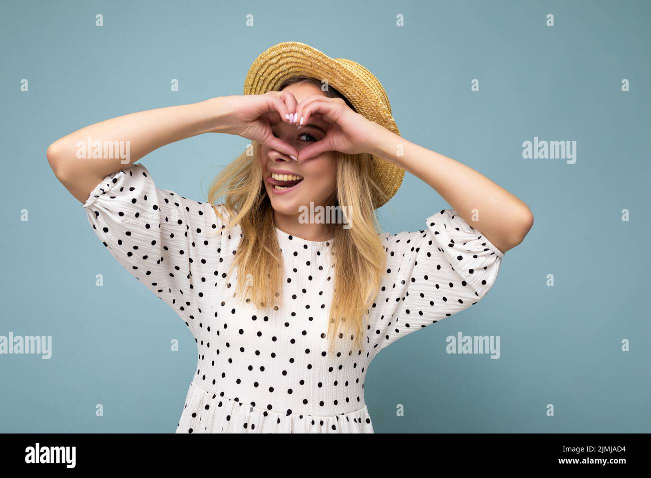 Photo of young positive happy smiling beautiful woman with sincere ...