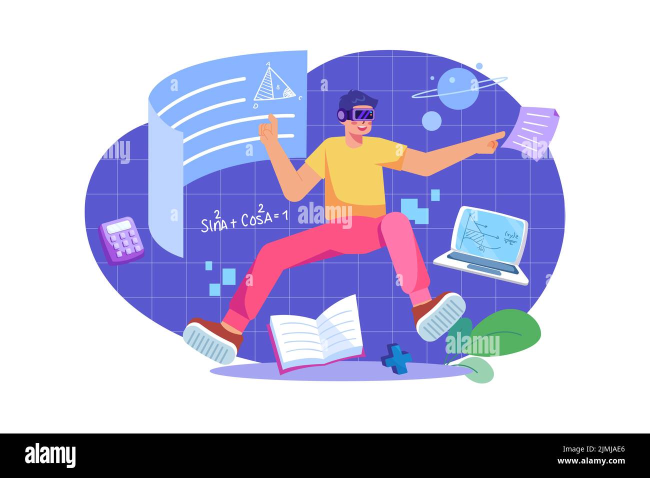 Student is studying with wearing a VR headset Stock Vector Image & Art ...