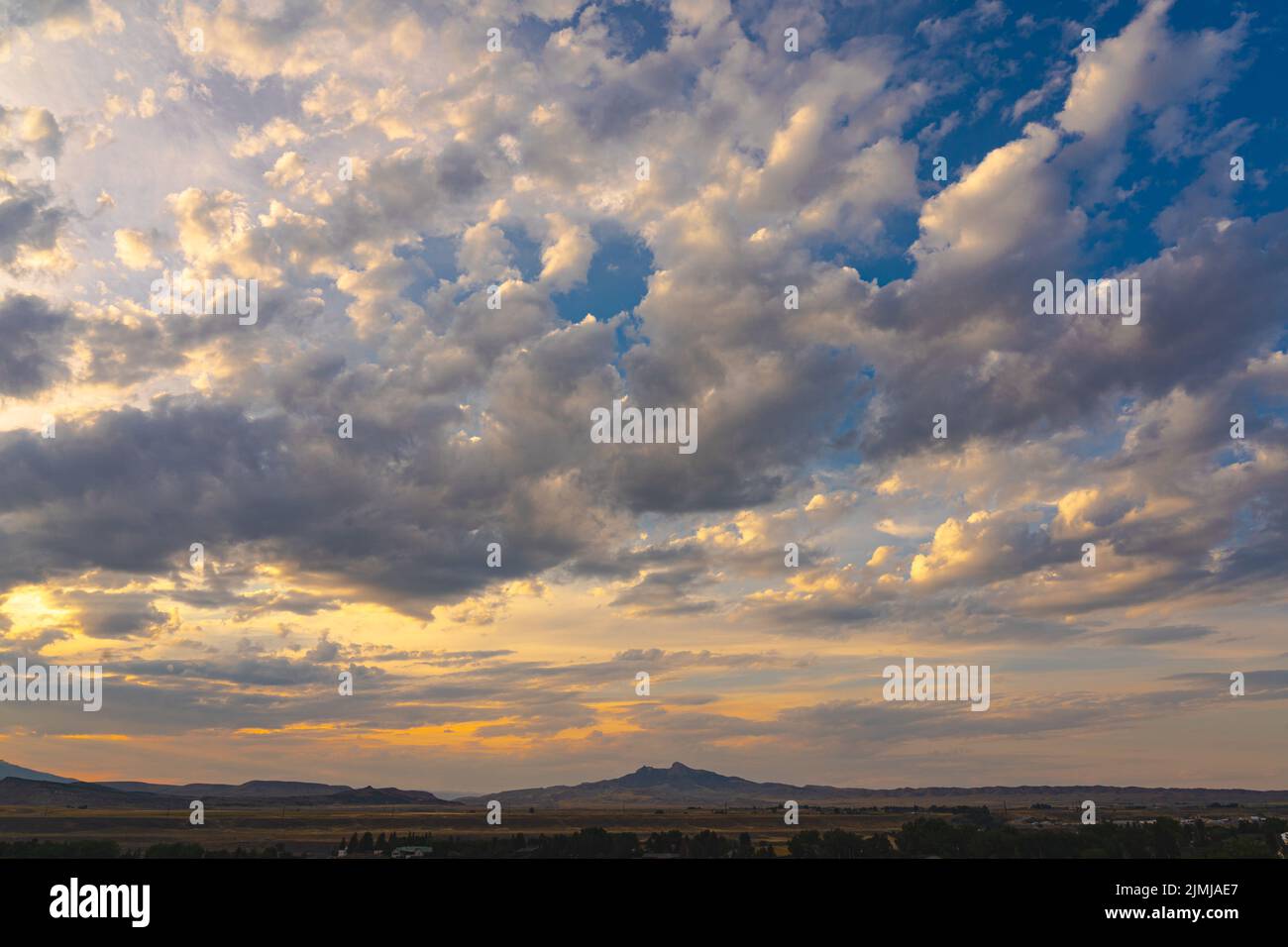 Heart Mountain across the plains as seen from big sky Cody, Wyoming ...