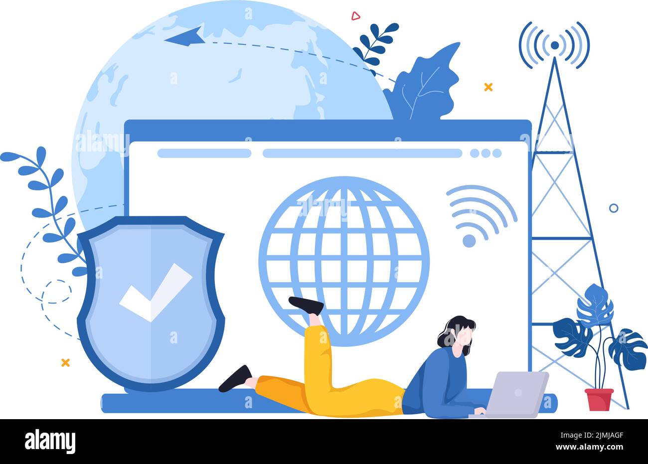 ISP or Internet Service Provider Cartoon Illustration with Keywords and ...