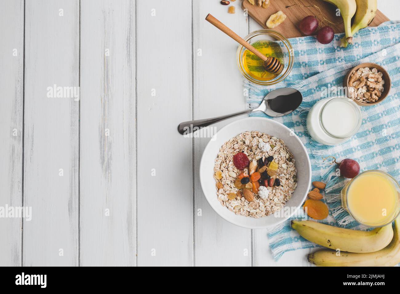 Breakfast food composition Stock Photo - Alamy