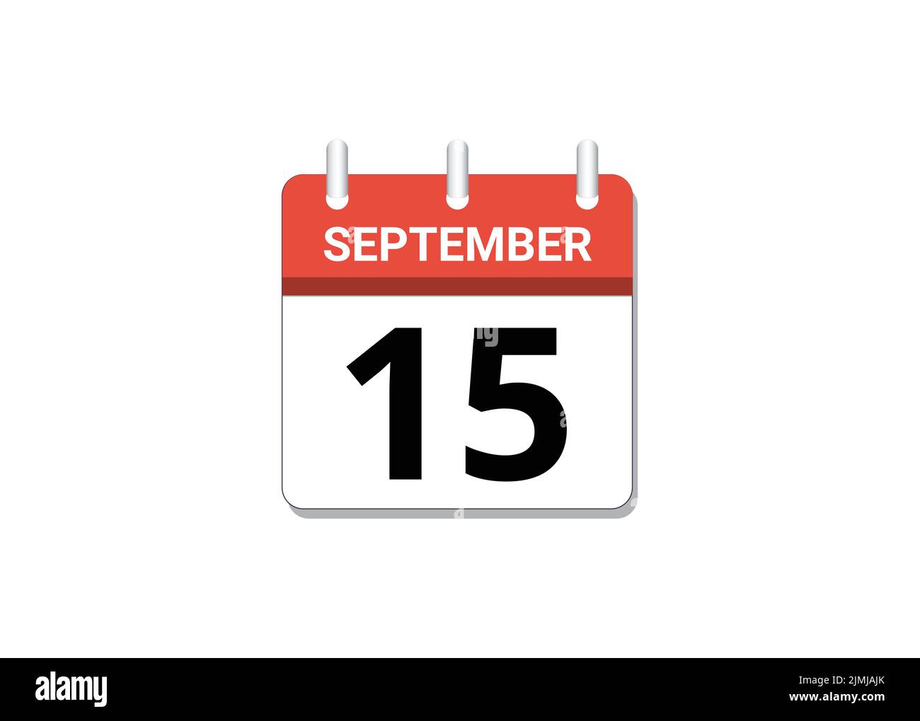 September, 15th calendar icon vector, concept of schedule, business and ...