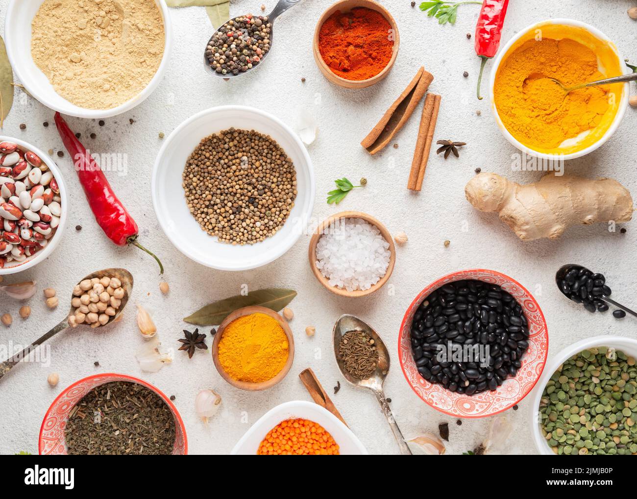 Top view indian food arrangement Stock Photo - Alamy