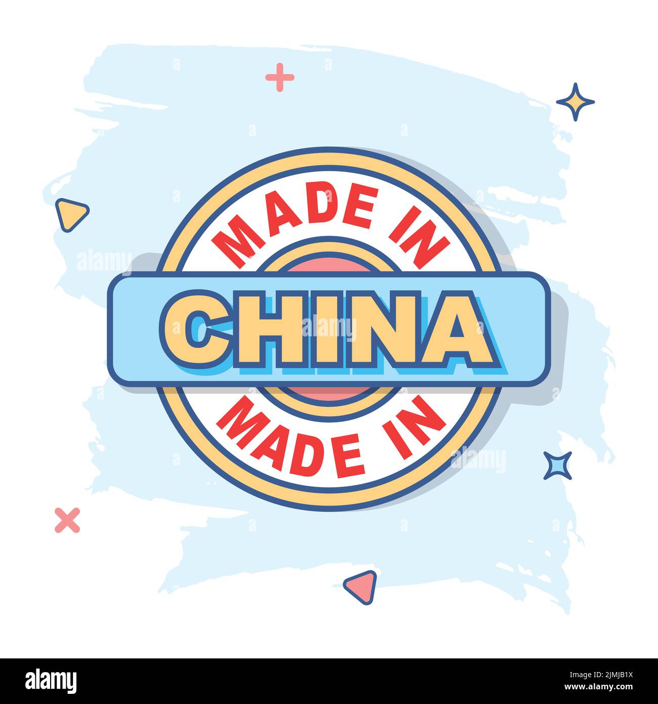 Cartoon made in China icon in comic style. Manufactured illustration ...