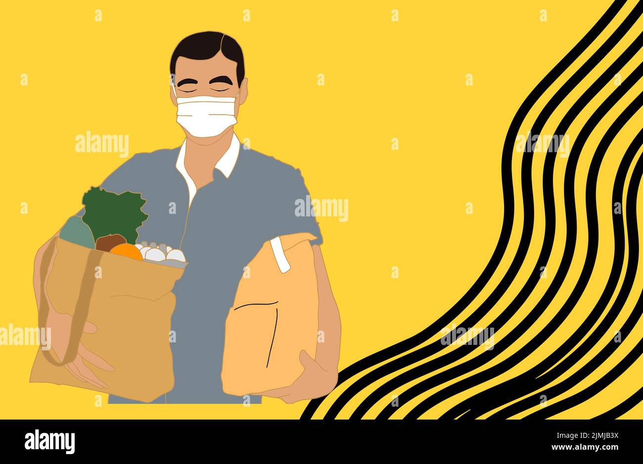 parcel delivery man holding a large box isolated on white background ...