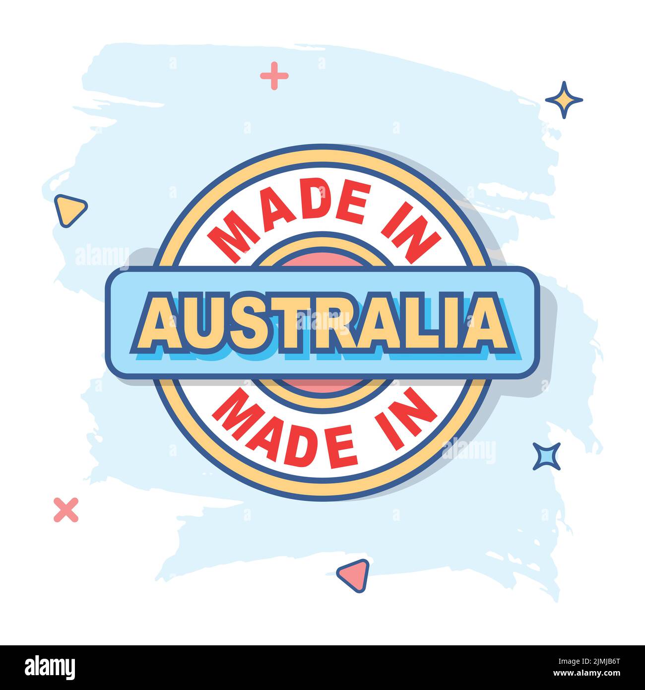 Cartoon made in Australia icon in comic style. Manufactured ...