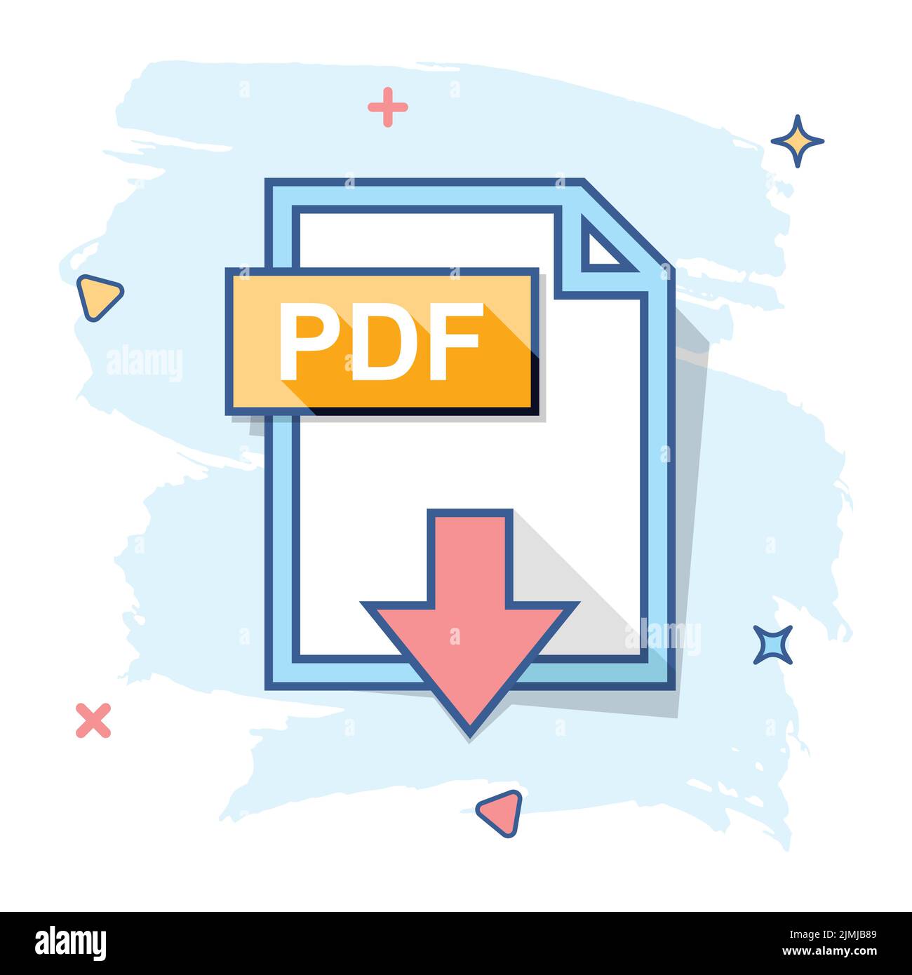 Cartoon PDF icon in comic style. Document illustration pictogram. File ...