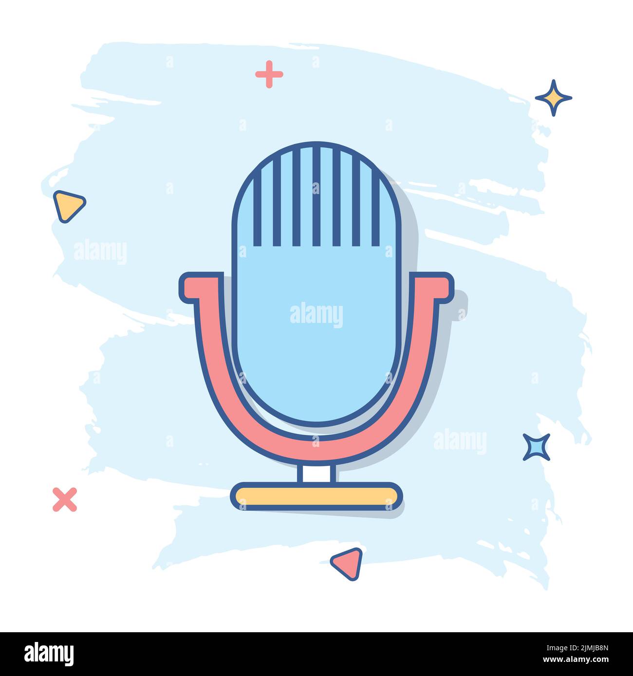 Cartoon microphone icon in comic style. Mic illustration pictogram ...